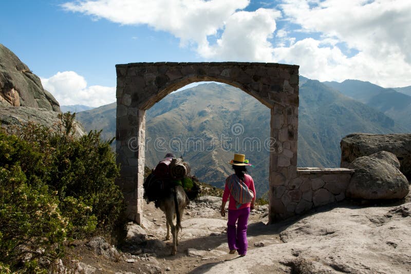 Trekking in den Anden stockbild. Bild von peru, amerika - 122035699