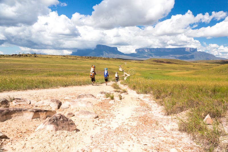 Trekking Mount Roraima stock image. Image of rock, table - 103150773