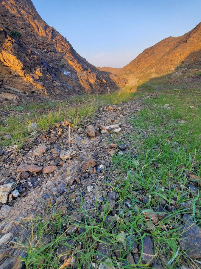 Trekking Route Muscat Mountains, Oman Stock Photo - Image of terrain ...