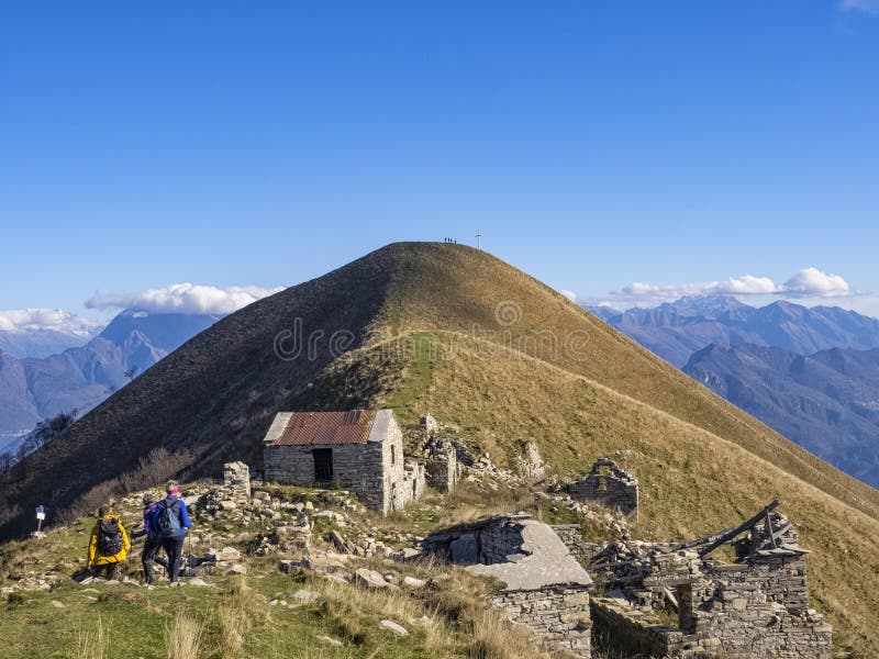 Trekking Scene on the Alps of Lake Como Editorial Photo - Image of ...