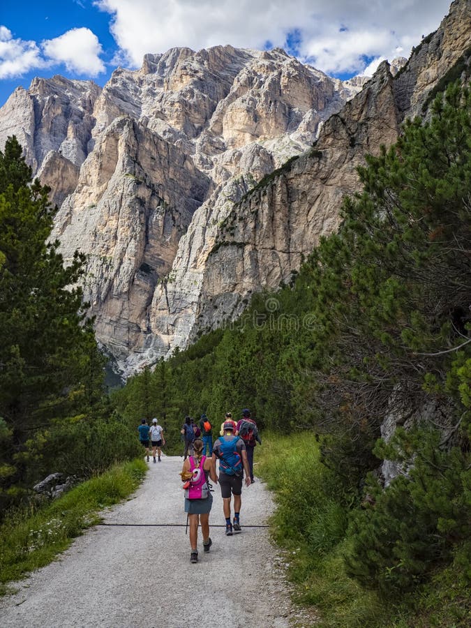 Trekking Scene in the Dolomites Editorial Image - Image of alpine ...