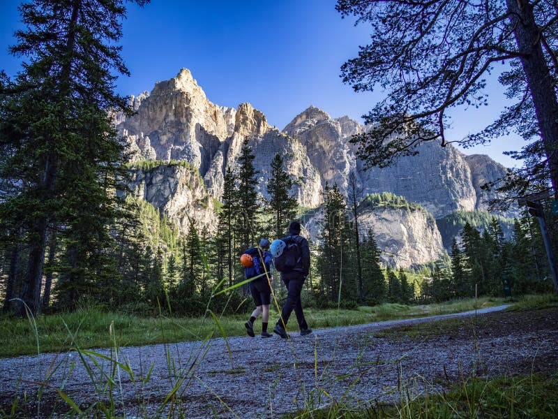 Trekking Scene in the Dolomites Editorial Image - Image of hiking ...