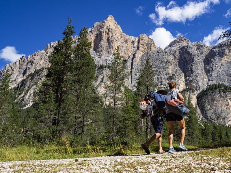 Trekking Scene in the Dolomites Editorial Photo - Image of italy ...