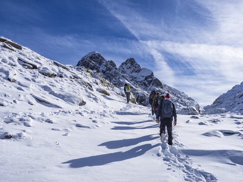 Trekking Scene in Winter on the Italian Alps Editorial Image - Image of ...
