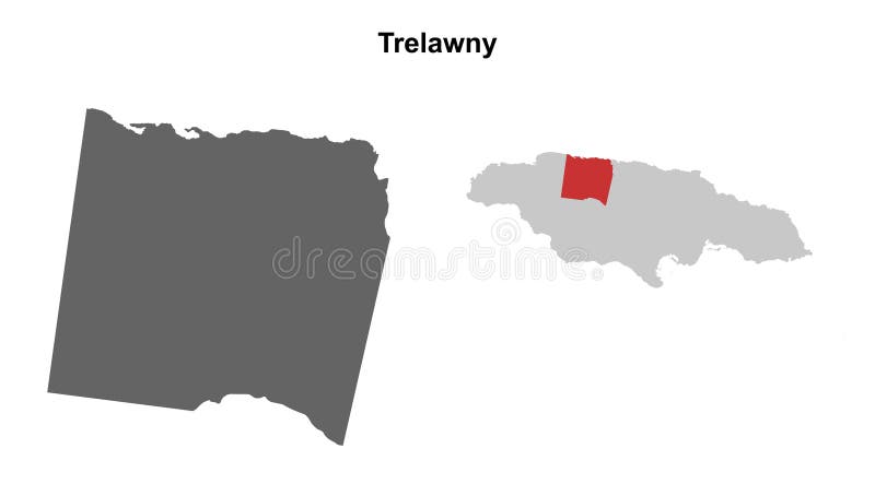 Trelawny outline map stock vector. Illustration of border - 378995910