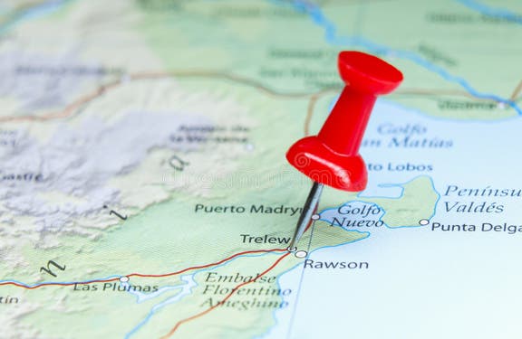 Trelew, Argentina Pin on Map Stock Photo - Image of america, globe ...