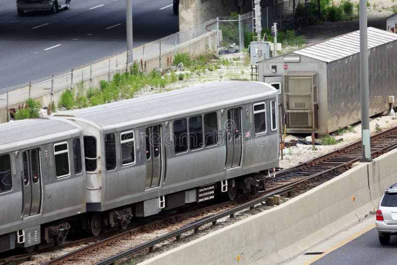 Carro De Trem Grande Em Uma Estrada De Ferro Em Chicago Imagem de Stock ...
