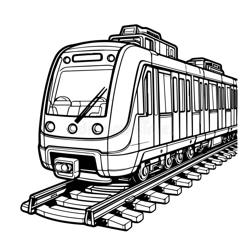 Outline Illustration of a Vector Hand Drawn Train Stock Illustration ...