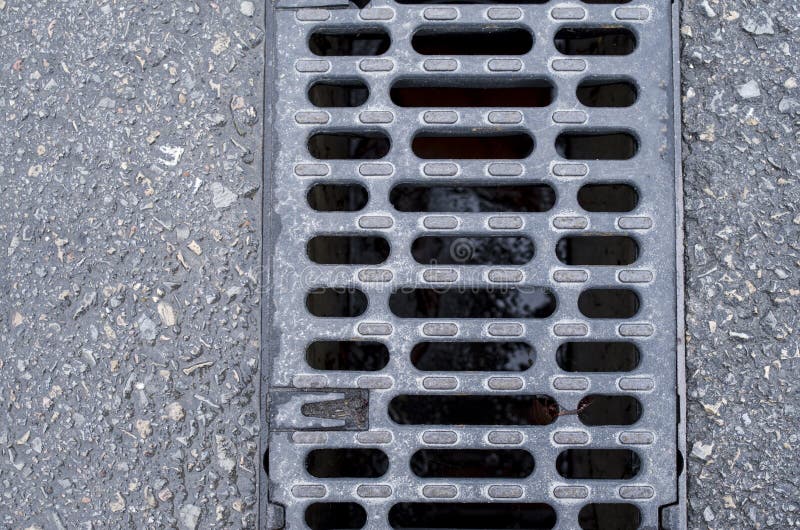 Trench Drain Linear Grate on Street Stock Image - Image of channel ...