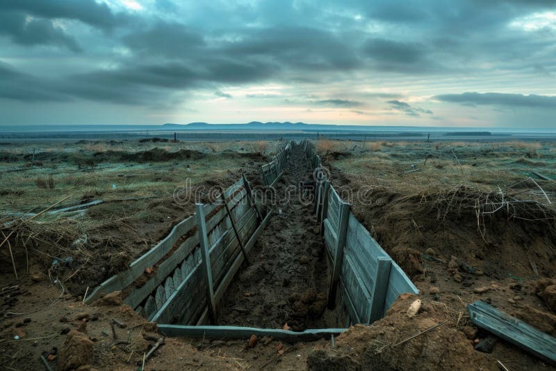 A Trench Dug in the Middle of a Field, Suitable for Construction or ...