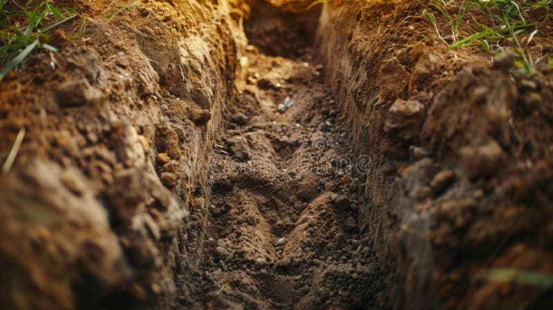 A Trench Dug in the Middle of a Field. Suitable for Construction or ...