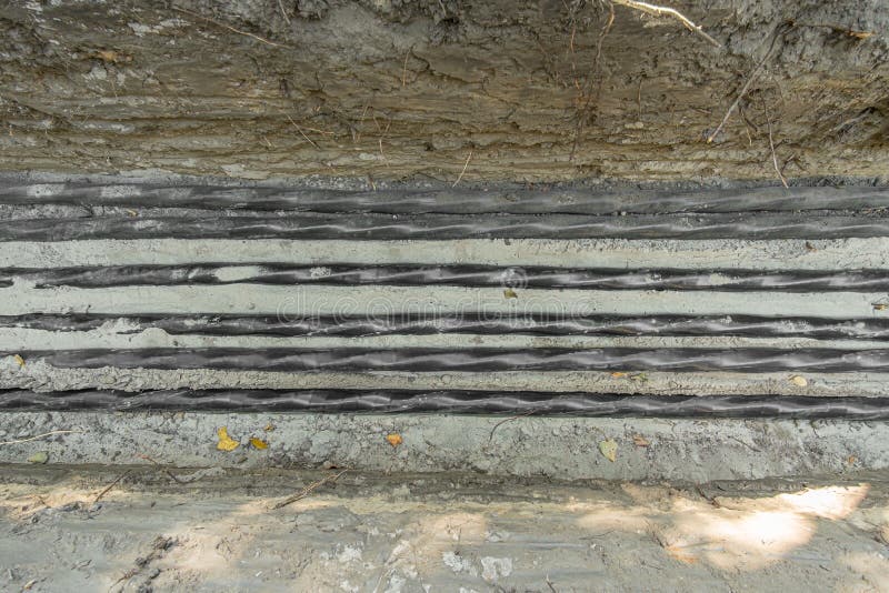 Trench with New Power Cables that Bury, Top View, Textured Stock Photo ...