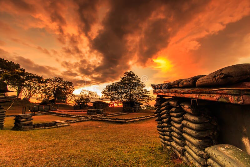 Trenches and Bunkers in the Sunset Stock Photo - Image of conflict ...