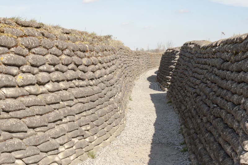 Trenches of Death WW1 Sandbag Flanders Fields Belgium Stock Image ...