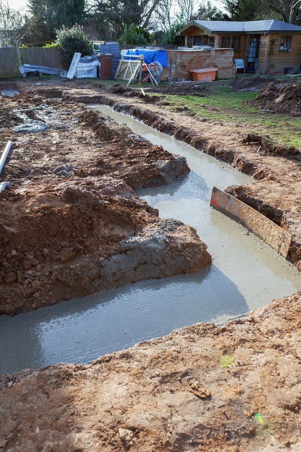 Trenches Filled with Concrete Stock Image - Image of filled, cement ...