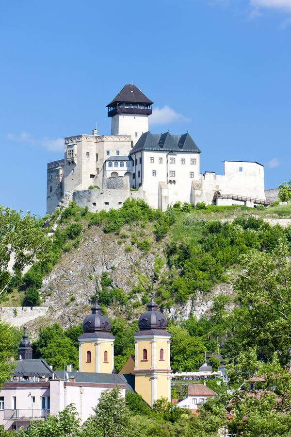Trencin Castle at sunset stock photo. Image of building - 13068988