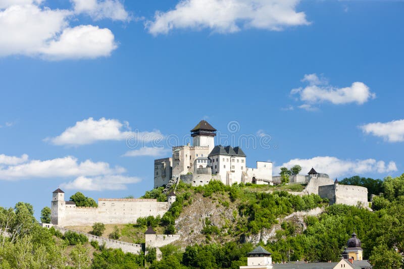 Trencin Castle at sunset stock photo. Image of building - 13068988