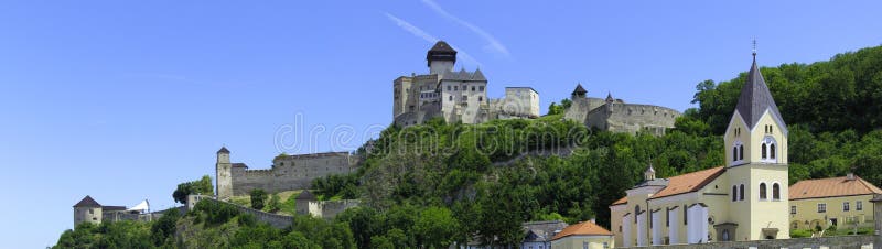 Trencin Castle at sunset stock photo. Image of building - 13068988
