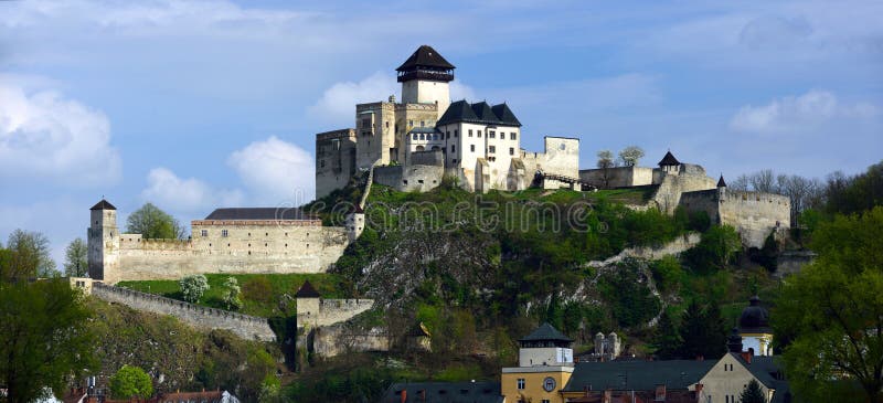 Trencin Castle at sunset stock photo. Image of building - 13068988