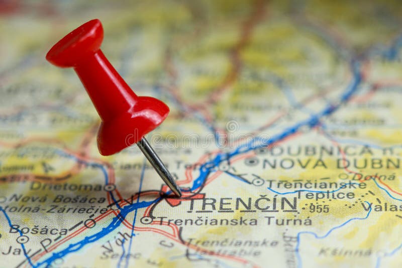 Trencin, Slovakia Pin on Map Stock Photo - Image of europe, land: 371294466