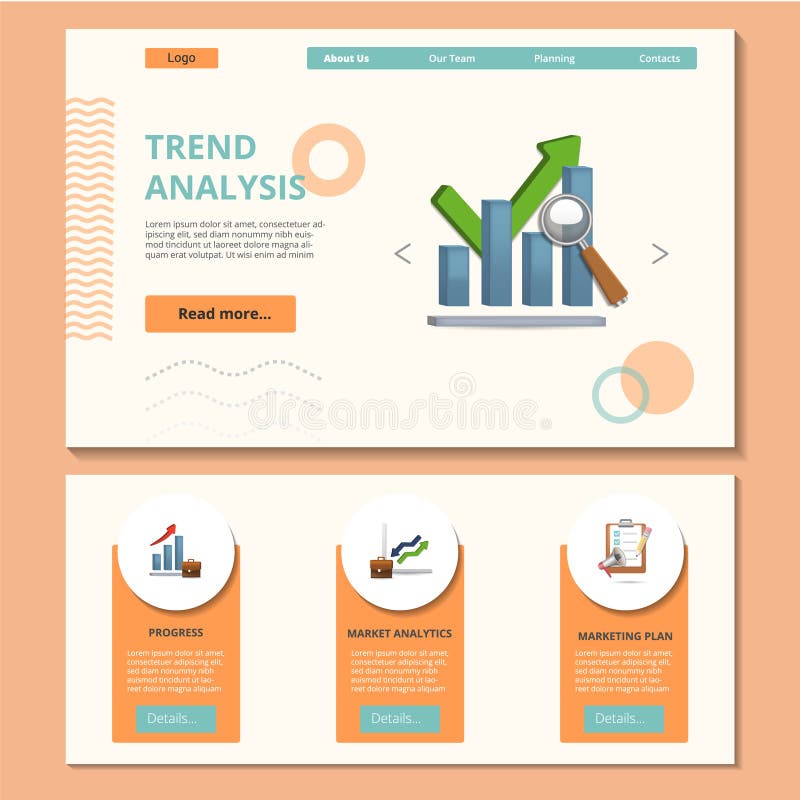 Trend Analysis Flat Landing Page Website Template. Progress, Market ...