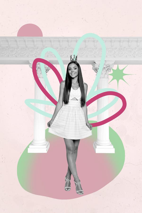 Trend Art Collage of Person Stand Front Ancient Building on Pink ...