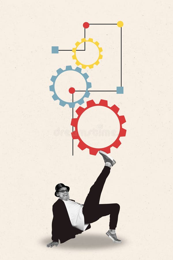 Trend Artwork Banner Sketch 3D Photo Collage of Aged Man Dance Style ...