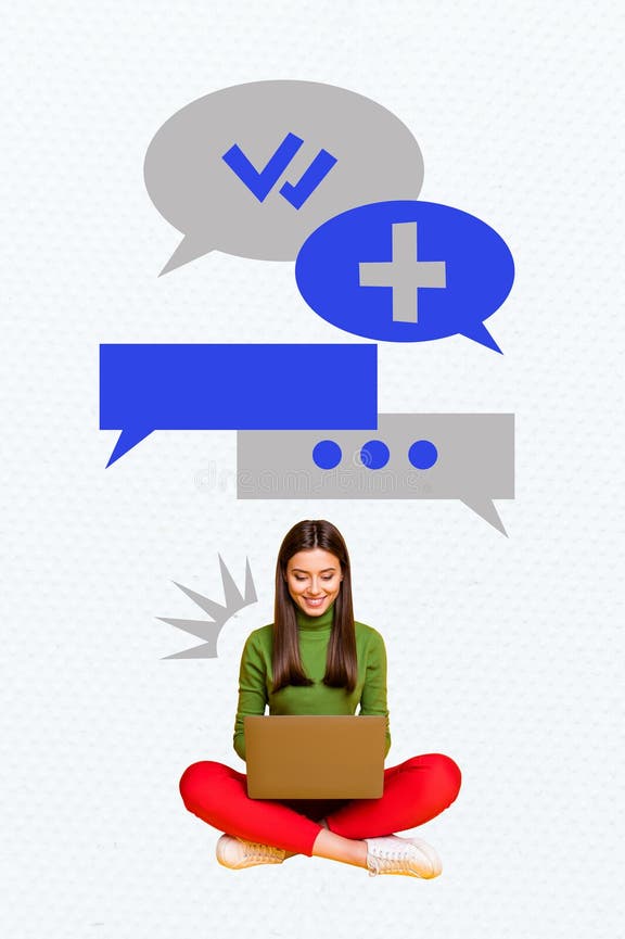 Trend Artwork Collage Template Sketch of Young Lady Sit Down Work ...