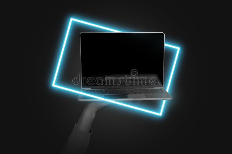 Trend Artwork Sketch Collage of Dark Background Neon Light Lamp ...