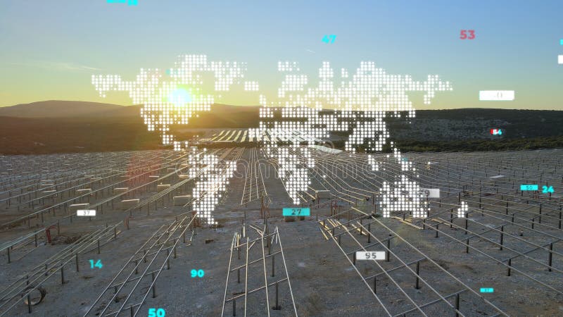 Trend of Building New Solar Panel Farms Around the World. 3D Render ...