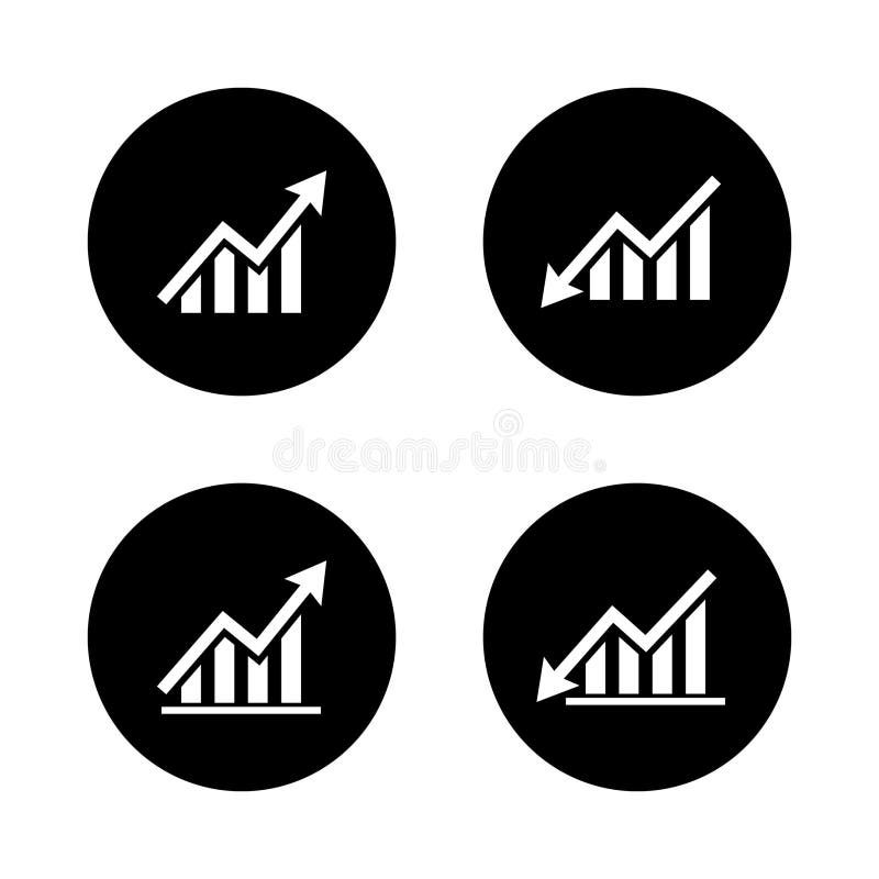 Trend Chart Icon in Black Circle. Growth and Decline Symbol Stock Vector - Illustration of icon ...