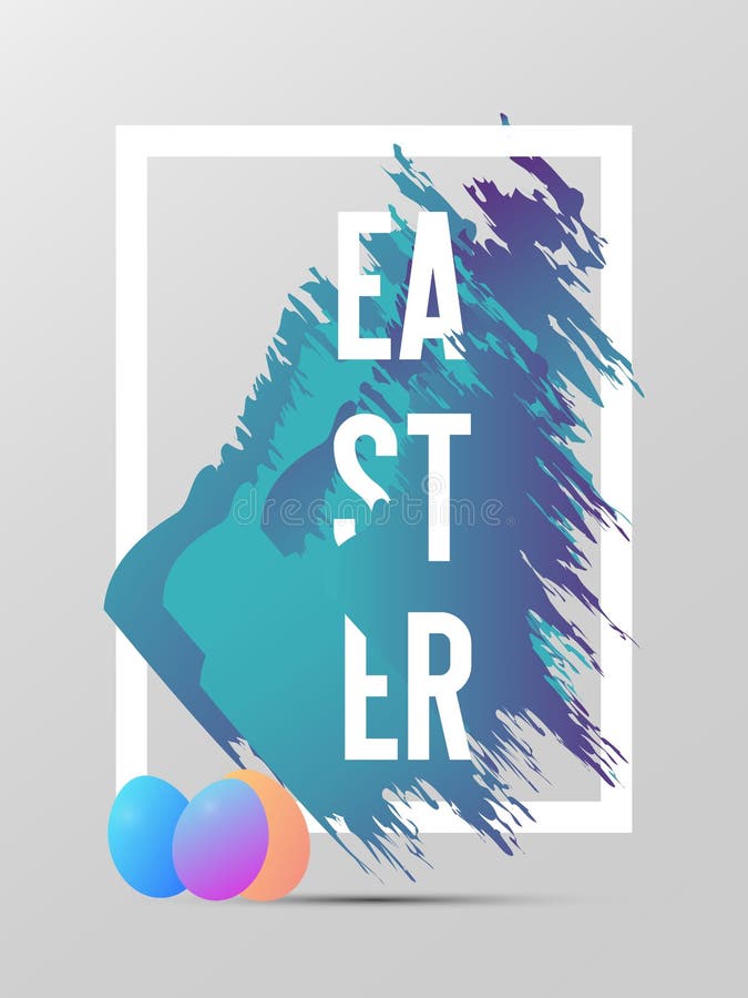 2018 Trend Color Gradient Brush with Gradient Easter Eggs and Easter ...