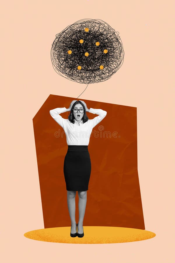 Trend Creative Collage of Young Person with Doddle Messy Threads on ...