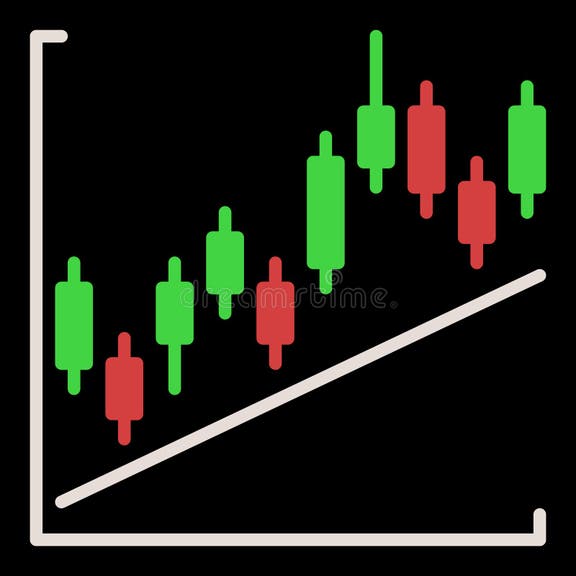 Trend Line and Candlestick Chart Vector Crypto Trading Colored Icon or ...