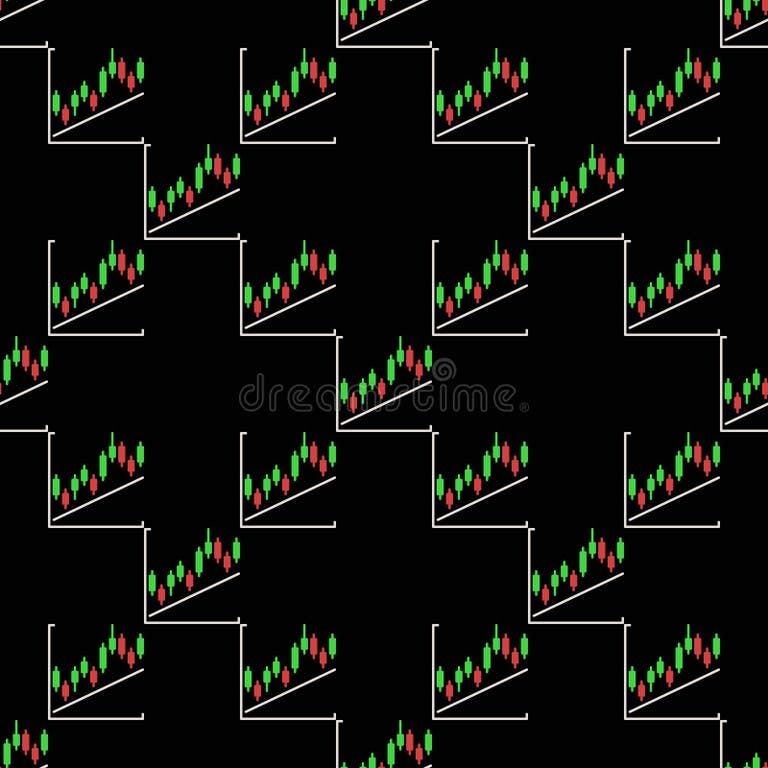 Trend Line and Candlestick Chart Vector Crypto Trading Colored Seamless ...