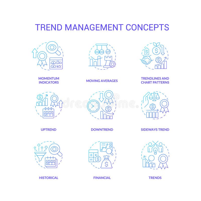 Trend Management Blue Gradient Concept Icons Set Stock Vector ... Trend Management Blue Gradient Concept Icons Set Stock Vector ...