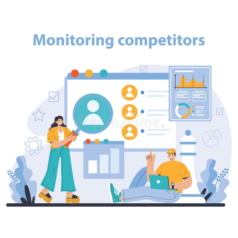 Trend Watching. Specialist Tracking New Business Trends Stock Vector ...