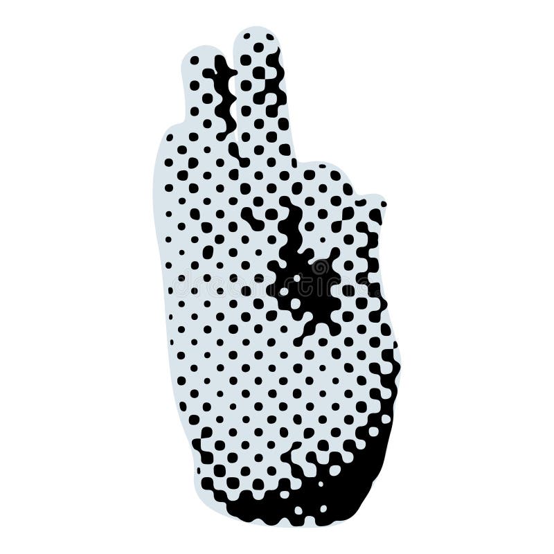 Trende Sticker with Dotted Halftone Raster Hand Showing Gesture Sign ...