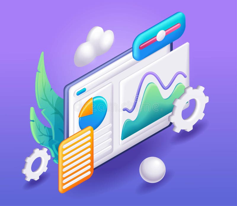 Trending 3D Isometric, Cartoon Illustration. Concept of Process ...