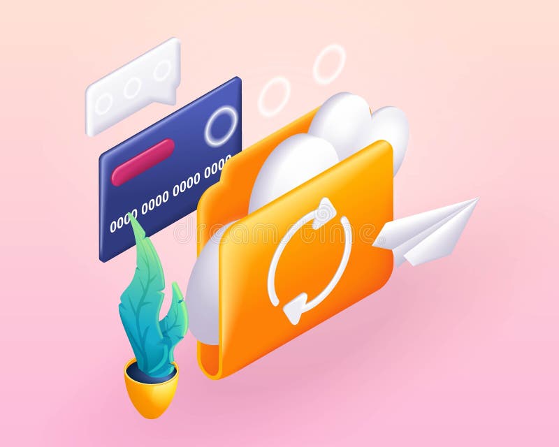 Trending 3D Isometric, Cartoon Illustration. Digital File Organization ...