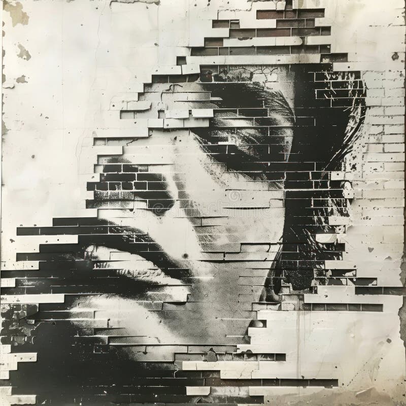 Trending Digital Art Showcasing a Fragmented Face Composed of Black-and ...