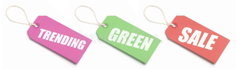 Trending, Green and Sale Tags Stock Image - Image of string, trend ...