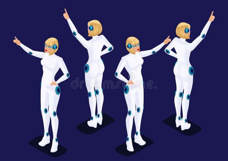 Trending Isometric Cyborg Artificial Intelligence. 3D Cyborg Woman Hand ...