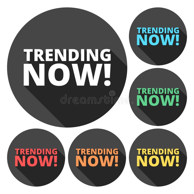 Trending Now Icons Set With Long Shadow Stock Vector Illustration Of Isolated Grunge 120236118