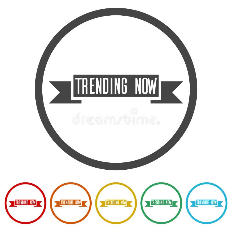 Trending Now Logo. Set Icons in Color Circle Buttons Stock Vector ...