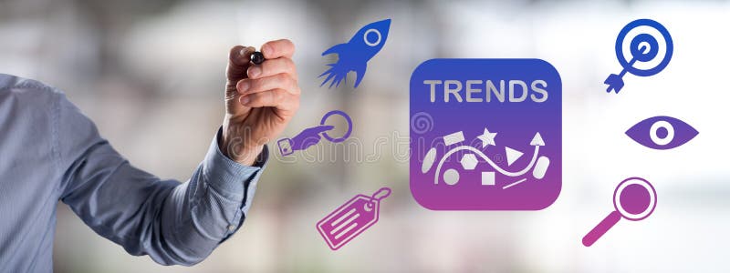 Trends concept on a tablet stock photo. Image of strategy - 222258404
