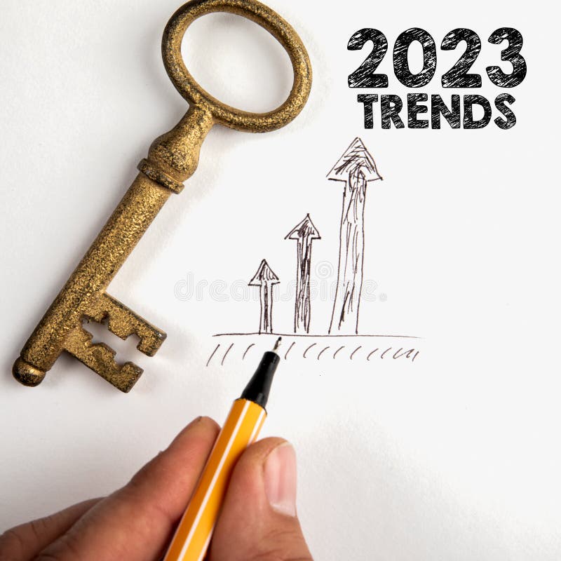 2023 Trends New Year Symbol. Businessman Turns a Wooden Cube and ...