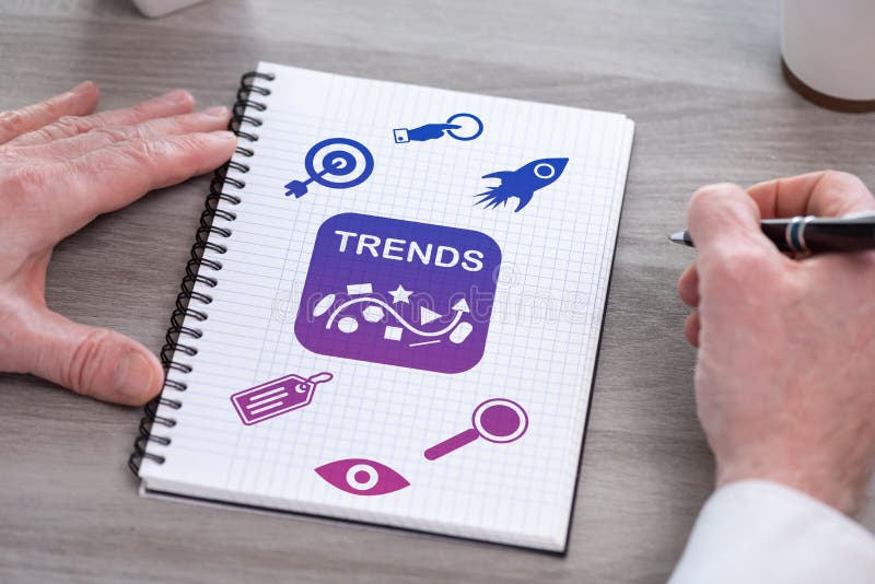 Trends concept on a tablet stock photo. Image of strategy - 222258404