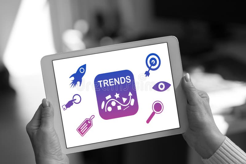 Trends concept on a tablet stock photo. Image of strategy - 222258404