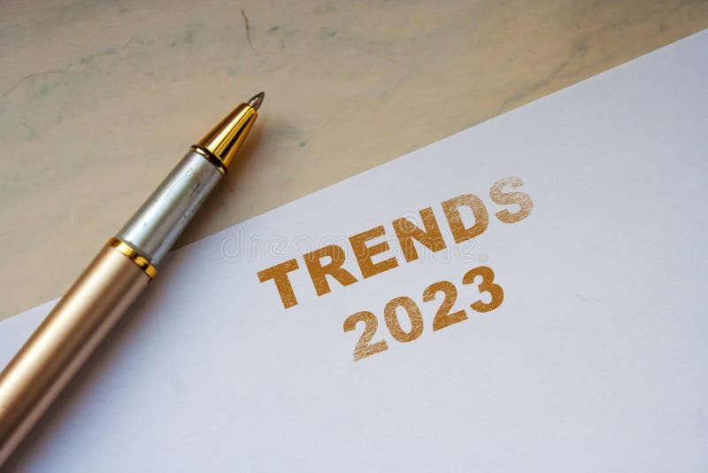 TRENDS 2023 Message on White Paper Sheet Note. New Year Trends Stock ...